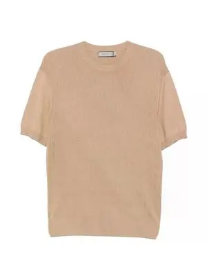 Canali Textured-knit Short-sleeves T-shirt - Neutrals
