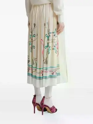 FORTE_FORTE Chain-print Pleated Midi Skirt