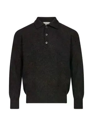 ANOTHER ASPECT Knitted Long-sleeve Polo Shirt - Brown