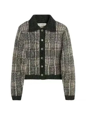 Our Legacy Mazzy Check-pattern Fuzzy Cardigan - Grey