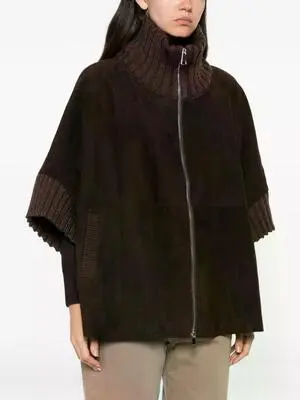 THE JACKIE LEATHERS Adele Ribbed-knit Suede Jacket