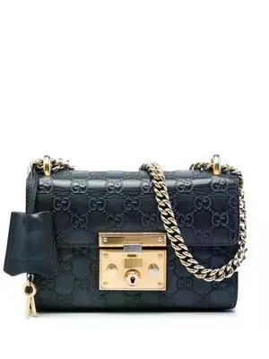 Gucci 2016-2026 Small Guccissima Padlock Crossbody Bag - Black