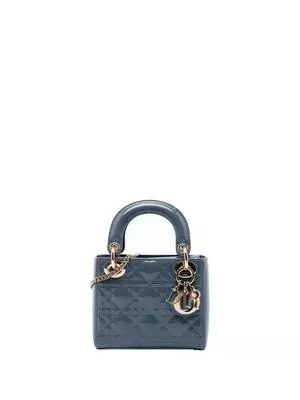 Dior 2020 Mini Patent Cannage Lady Satchel - Grey
