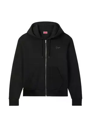 Kenzo Logo-embroidered Zip-up Hoodie - Black
