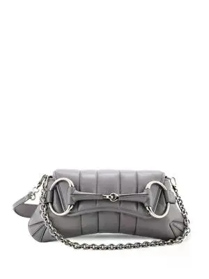 Gucci Horsebit Chain Vertical Quilted Leather Small Shoulder Bag - Grey