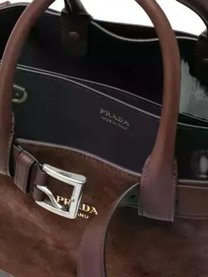 Prada Medium Buckled Suede Tote Bag