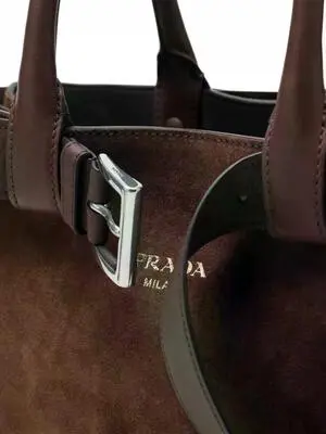 Prada Medium Buckled Suede Tote Bag