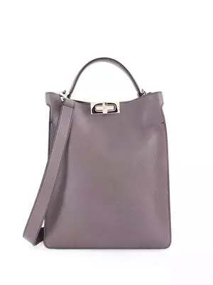 Fendi Peekaboo X-lite Bag Leather Medium Shoulder Bag - Grey