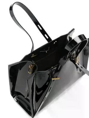 MINOBOSSI Paulina Patent-leather Tote Bag - Black