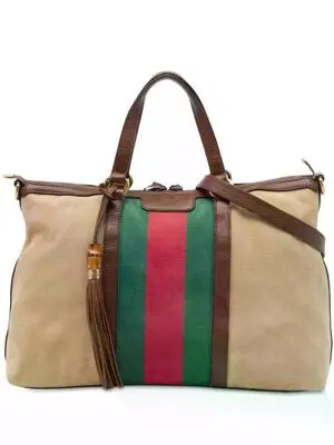 Gucci 2016-2026 Medium Canvas Web Rania Top Handle Bag Satchel - Neutrals