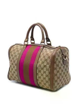 Gucci 2016-2026 Medium Gg Canvas Web Joy Boston Bag Satchel - Neutrals