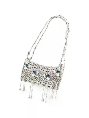 Rabanne 1969 Nano Bag With Blue And Signature Jewels - Silver