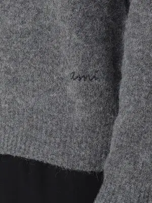 AMI Paris Long-sleeved Knitted Polo In Alpaca And Wool Blend