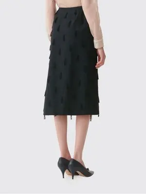 Fabiana Filippi Midi Wrap Skirt In Silk Blend With Embroidery And Tassels