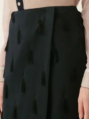 Fabiana Filippi Midi Wrap Skirt In Silk Blend With Embroidery And Tassels