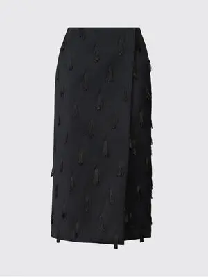 Fabiana Filippi Midi Wrap Skirt In Silk Blend With Embroidery And Tassels