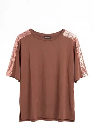 JAMES LAKELAND Paillettes Blouse Bronze - Brown