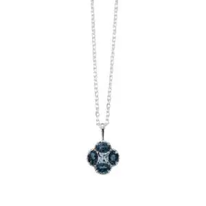VON TRESKOW London & Sky Blue Topaz Clover Necklace - Silver