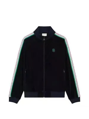 Drole De Monsieur Logo-embroidered Velvet Track Jacket - Blue