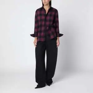 Balenciaga Purple/black Checked Shirt In Wool Blend