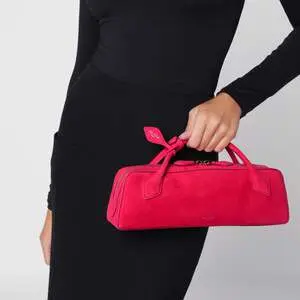 Alaïa Le Teckel Pouch In Dahlia Suede - Pink