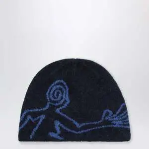 HIKING PATROL Dark Navy Beanie In Mohair Blend - Blue
