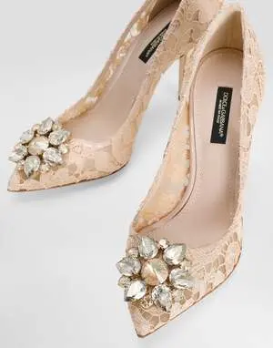 Dolce & Gabbana Lace Rainbow Pumps With Brooch Detailing Pumps And Slingback Lace - Pink