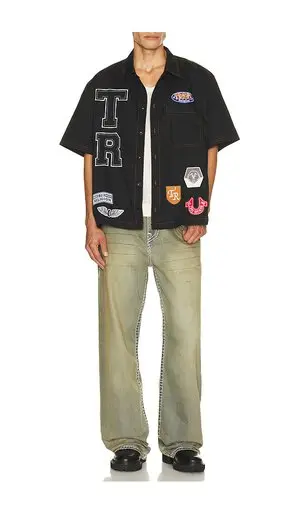 True Religion Short Sleeve Patchwork Shirt In . Also
