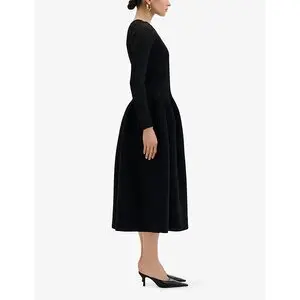 MALINA Elona Voluminous-skirt Knitted Midi Dress