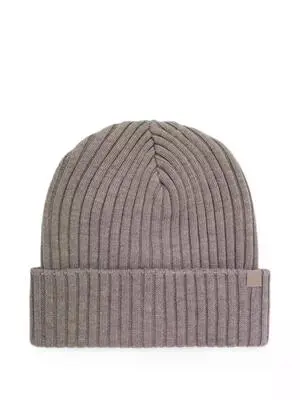 Paul & Shark Soft Cool Touch Ribbed-knit Beanie Hat - Brown