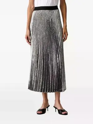 Armani Exchange Pleated Metallic-effect Midi Skirt - Grey