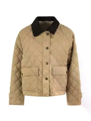 Max Mara Diamond-quilted Corduroy-collar Jacket - Neutrals