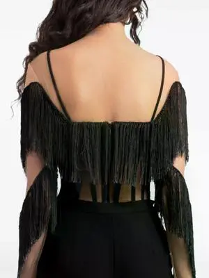 GEMY MAALOUF Tassel-embellished Corset Top