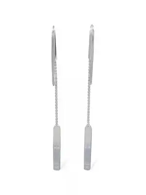 Gucci Logo-engraved Drop Earrings - Silver