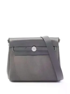 Hermès 2024 Military Toile And Vache Hunter Herbag Zip 20 Crossbody Bag - Grey