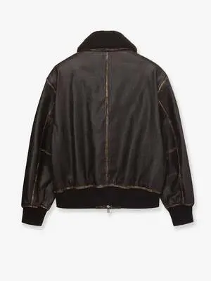 DUNST Leather Jacket With Removable Collar