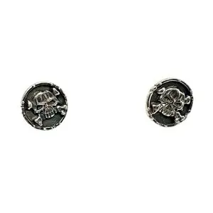 TG-JEWELLERY BY TAMARA GERVASIO Silver / Black Medaglie Skull Bones Stud Earring – Sterling Silver - Silver/black