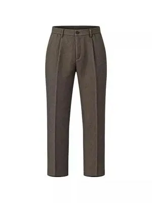 CRUNA Mitte Herringbone-pattern Pleated Trousers - Brown