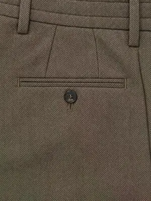 CRUNA Mitte Herringbone-pattern Pleated Trousers