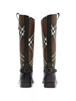Burberry Check Cavalier Boots - Brown