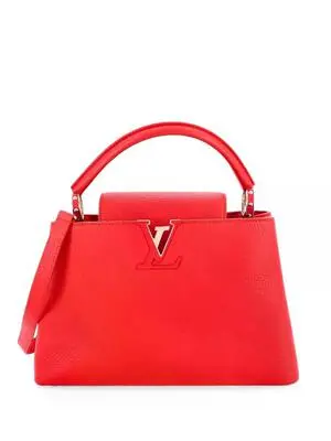 LOUIS VUITTON Capucines Bag Leather Pm Satchel - Red