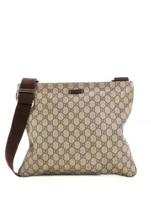 Gucci Zip Top Messenger Bag Gg Coated Canvas Large Crossbody Bag