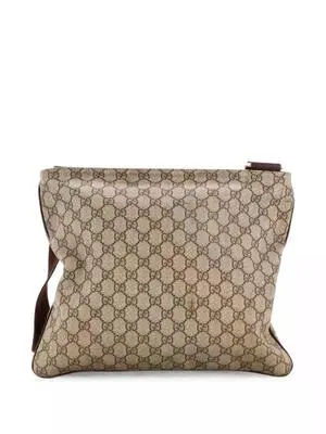 Gucci Zip Top Messenger Bag Gg Coated Canvas Large Crossbody Bag