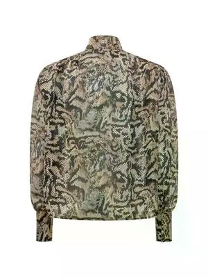 ACTUALEE Snake-print Pussy-bow Blouse