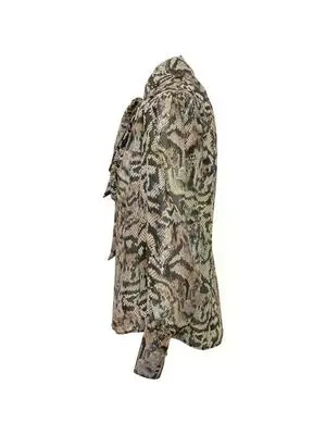ACTUALEE Snake-print Pussy-bow Blouse