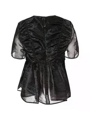 Cecilie Bahnsen Crinkled Peplum Top - Black
