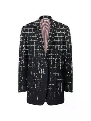 Thom Browne Windowpane Sequin-embellished Blazer - Black