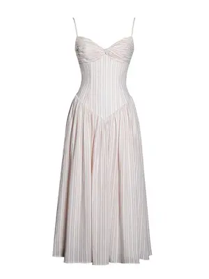 MISS CIRCLE NEW YORK Zania Stripe Cotton Jacquard Midi Dress - Pink