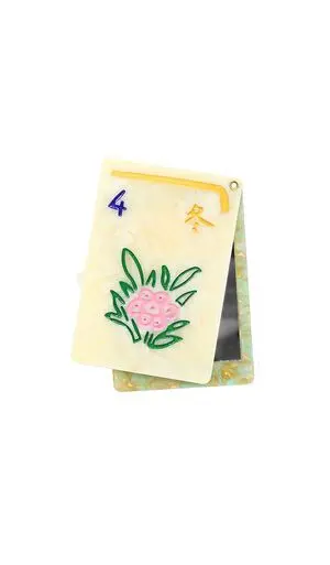 SOLAR ECLIPSE Hand-painted Flower Mahjong Compact Mirror - Multi