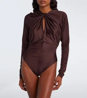 Balmain Draped Satin Bodysuit